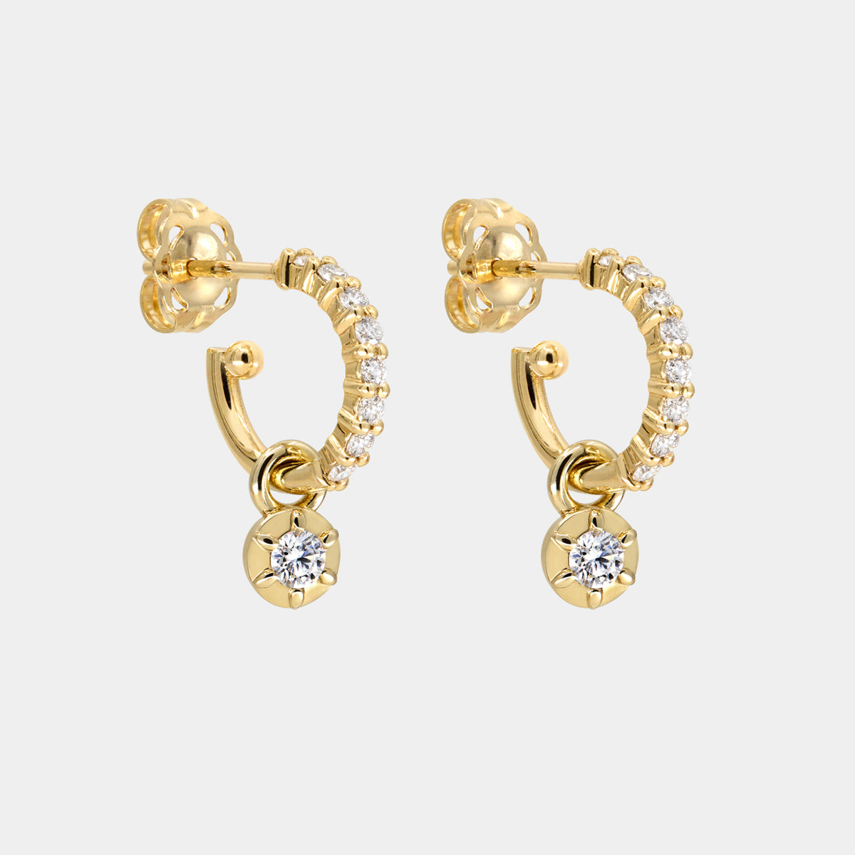 Natasha Schweitzer | Earrings | Elsa Diamond Hoops with Diamond Drop ...